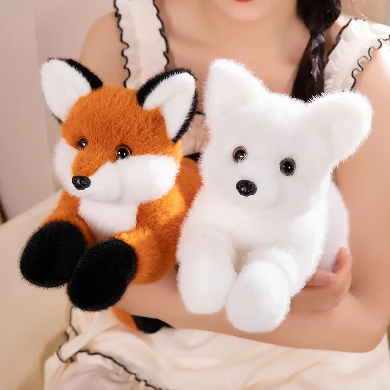Cartoon Fox Plush Toys Long Tail White Red Fox Doll Soft Stuffed ...