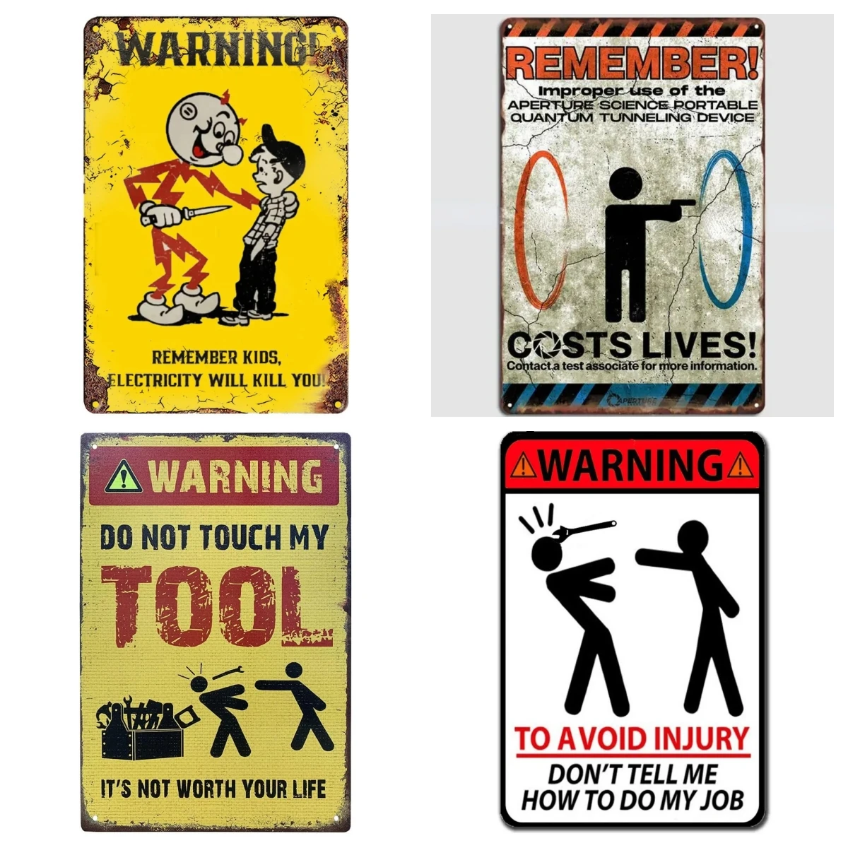 Vintage-Metal-Tin-Sign-Remember-Kids-Electricity-Will-Kill-You-Warning ...