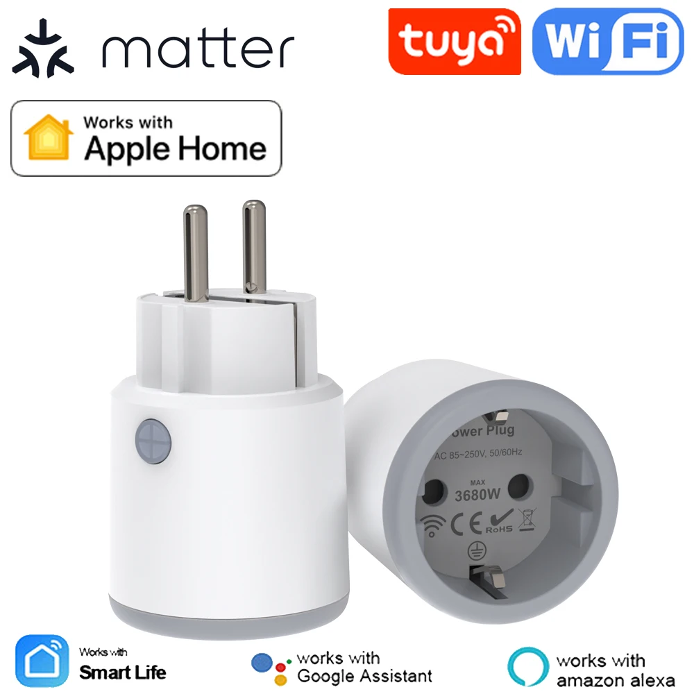 Matter Smart Power Plug Wifi 16A Power Meter Remote Control EU Outlet ...