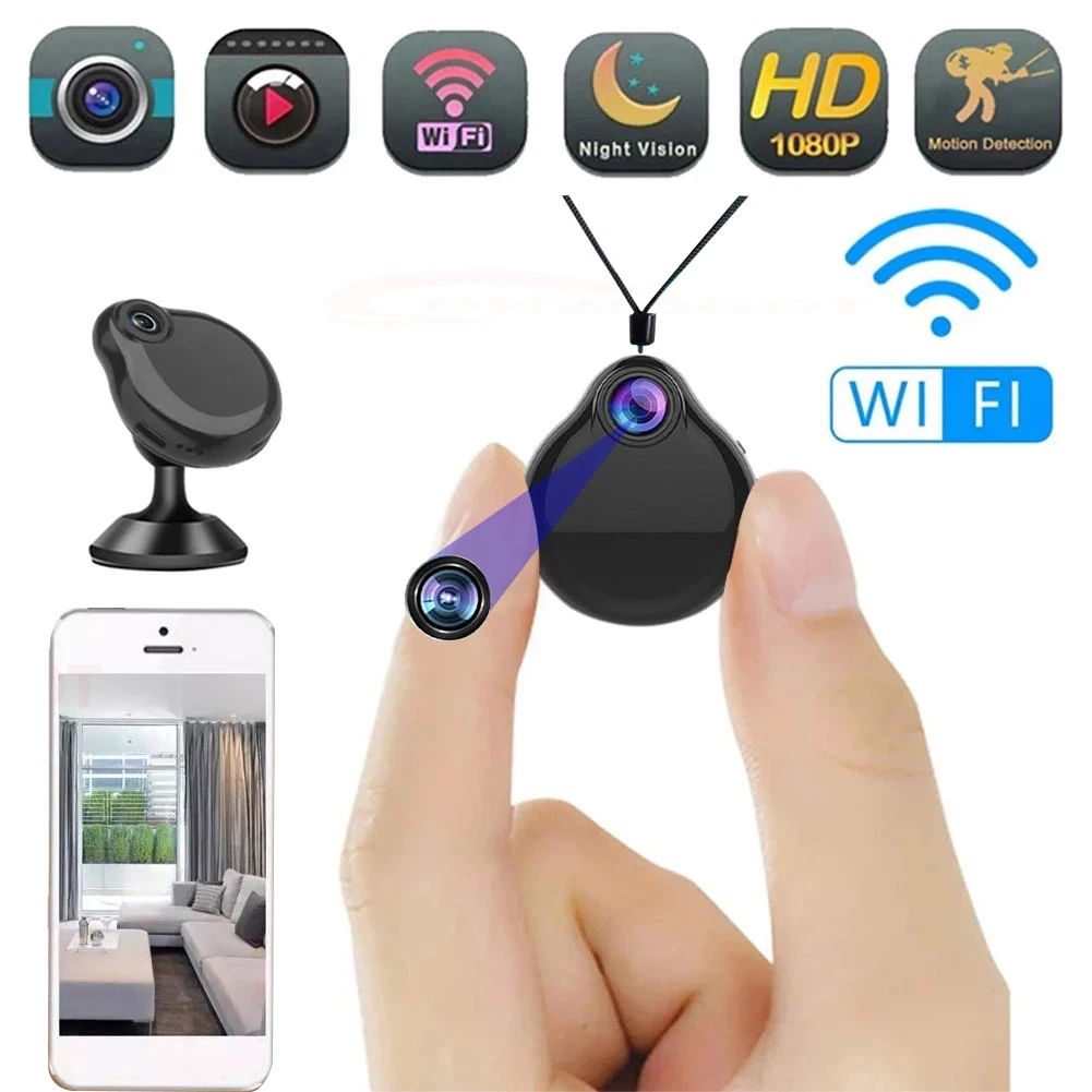 1080P HD Camera Necklace Wearable Pendant Micro Camera Wifi Remote ...