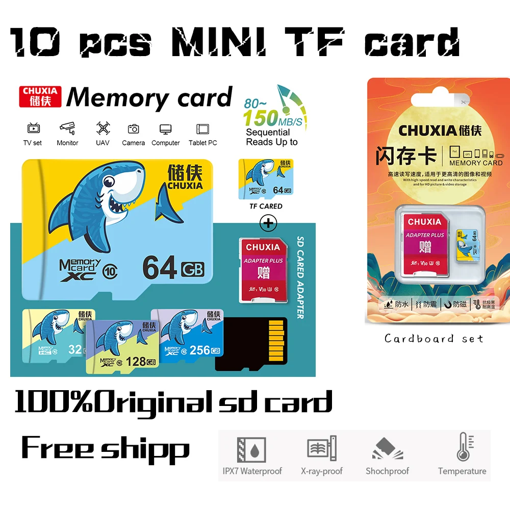 10PCS-TF-Card-Class10-128GB-256GB-Memory-Card-A2-U3-32GB-64GB-16G-SD ...