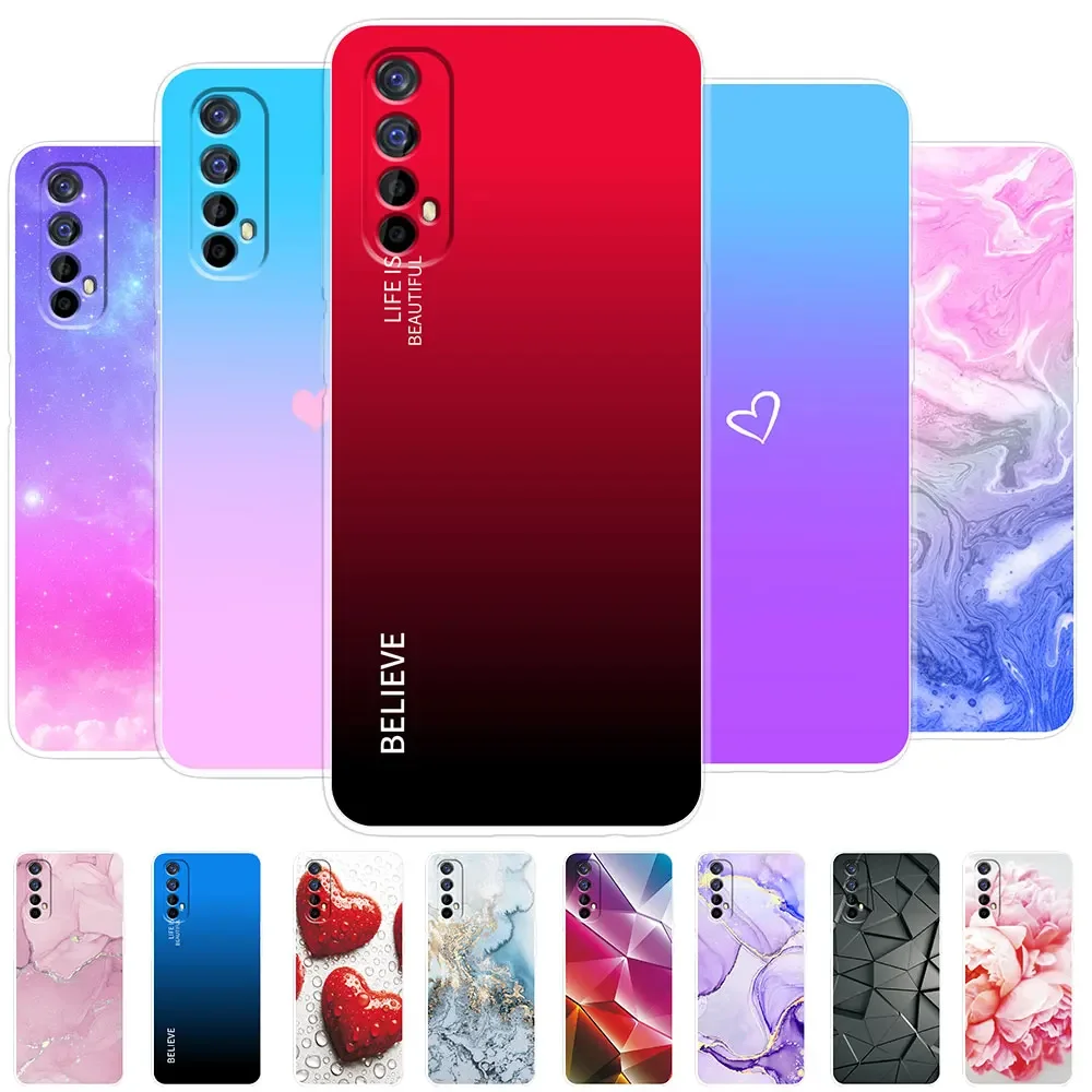 For Realme 7 Case Marble Candy Transparent Phone Case For OPPO Realme7 ...