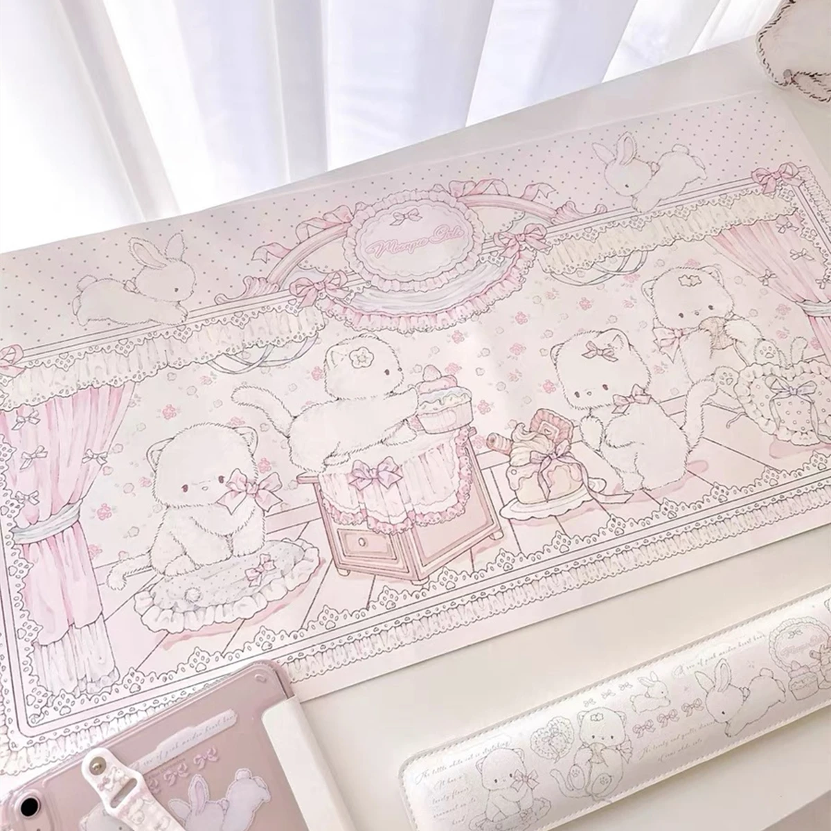 Pink-Office-Desk-Mat-Mouse-Pad-Waterproof-Thickened-Cute-Cartoon-Design ...