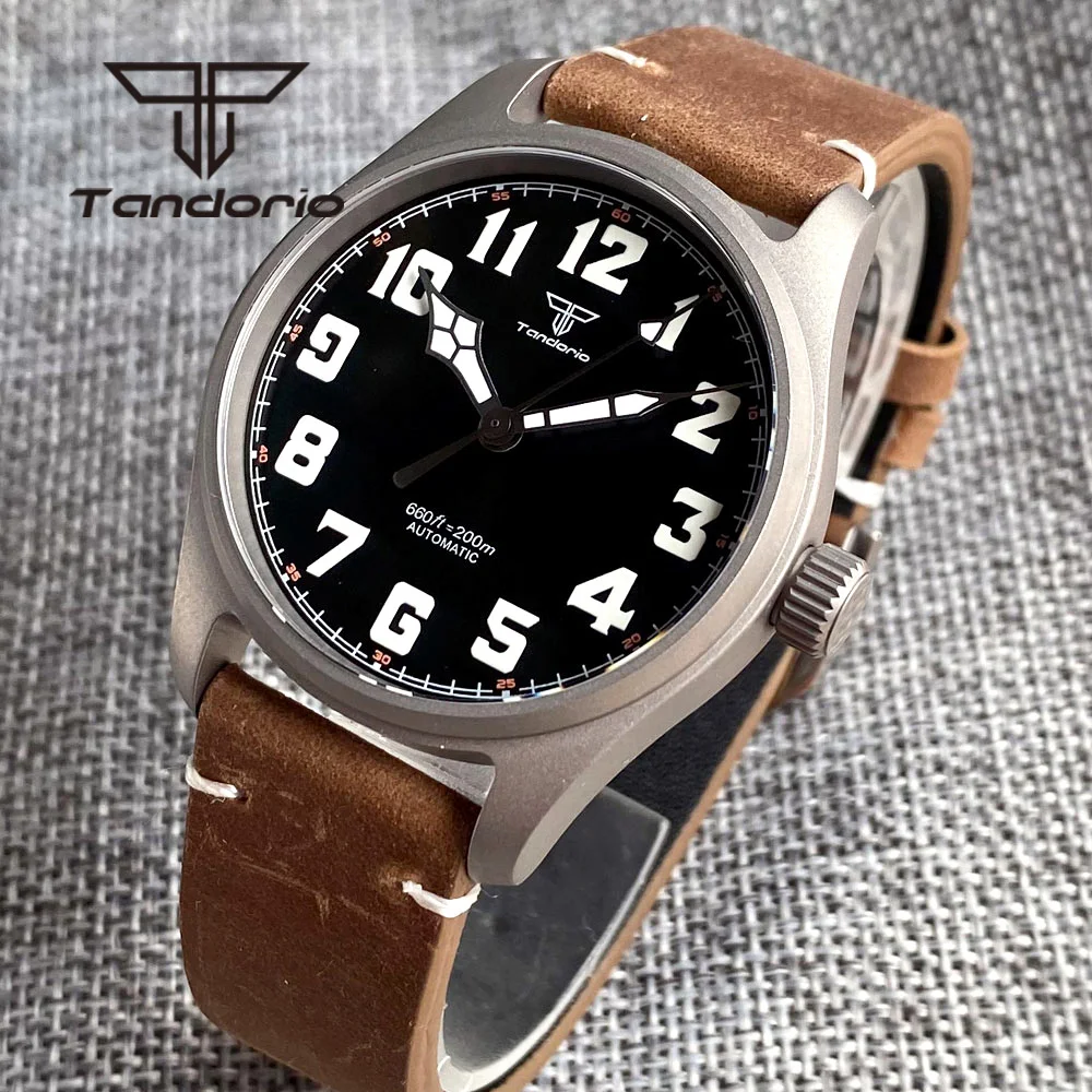 Tandorio Titanium Case Sapphire Glass Light Weight 39mm Pilot 200m ...