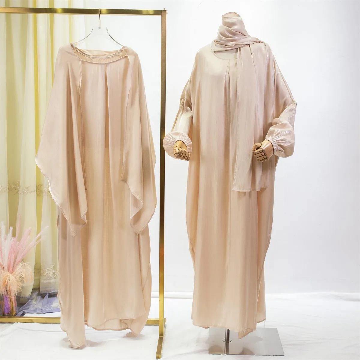 Abaya-Muslim-Hijab-Kaftan-Solid-Hooded-Smocking-Sleeve-One-piece-Prayer ...
