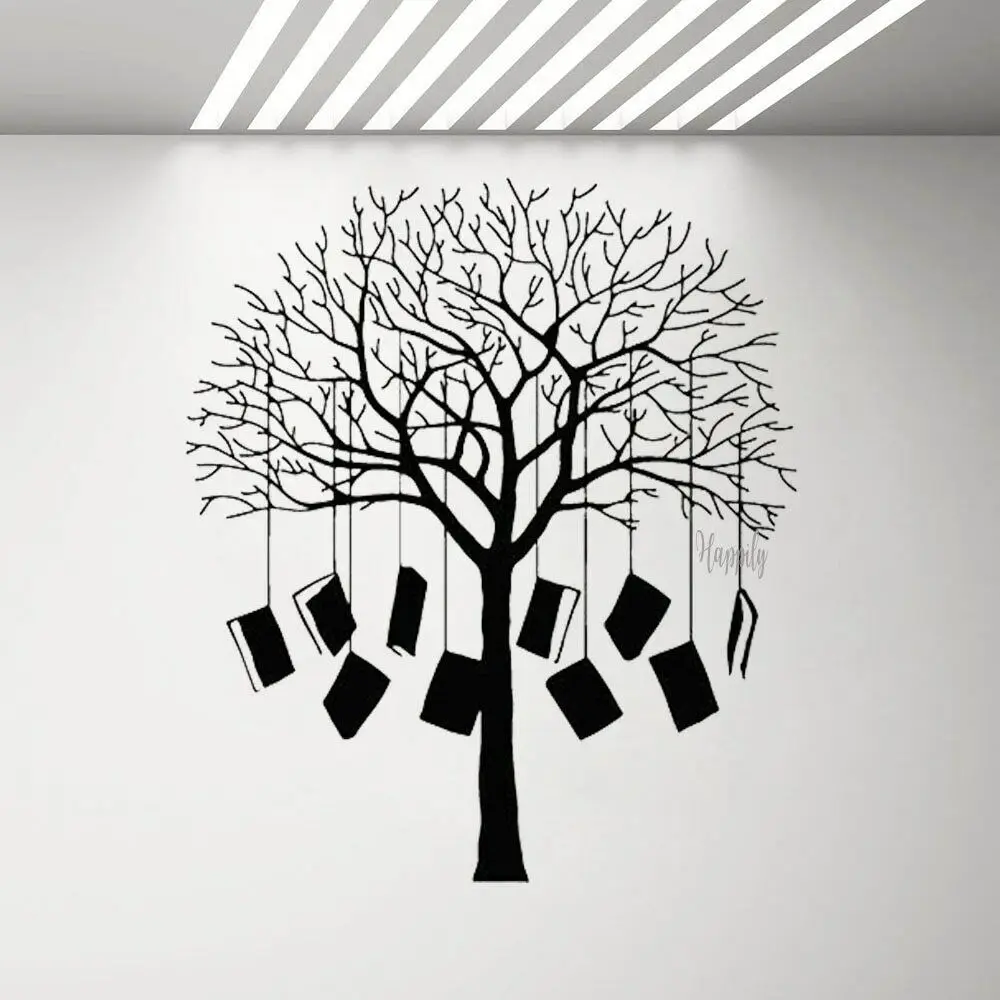 Vinyl Wall Decal Books Tree Wall Sticker Home Library Reading Corner ...