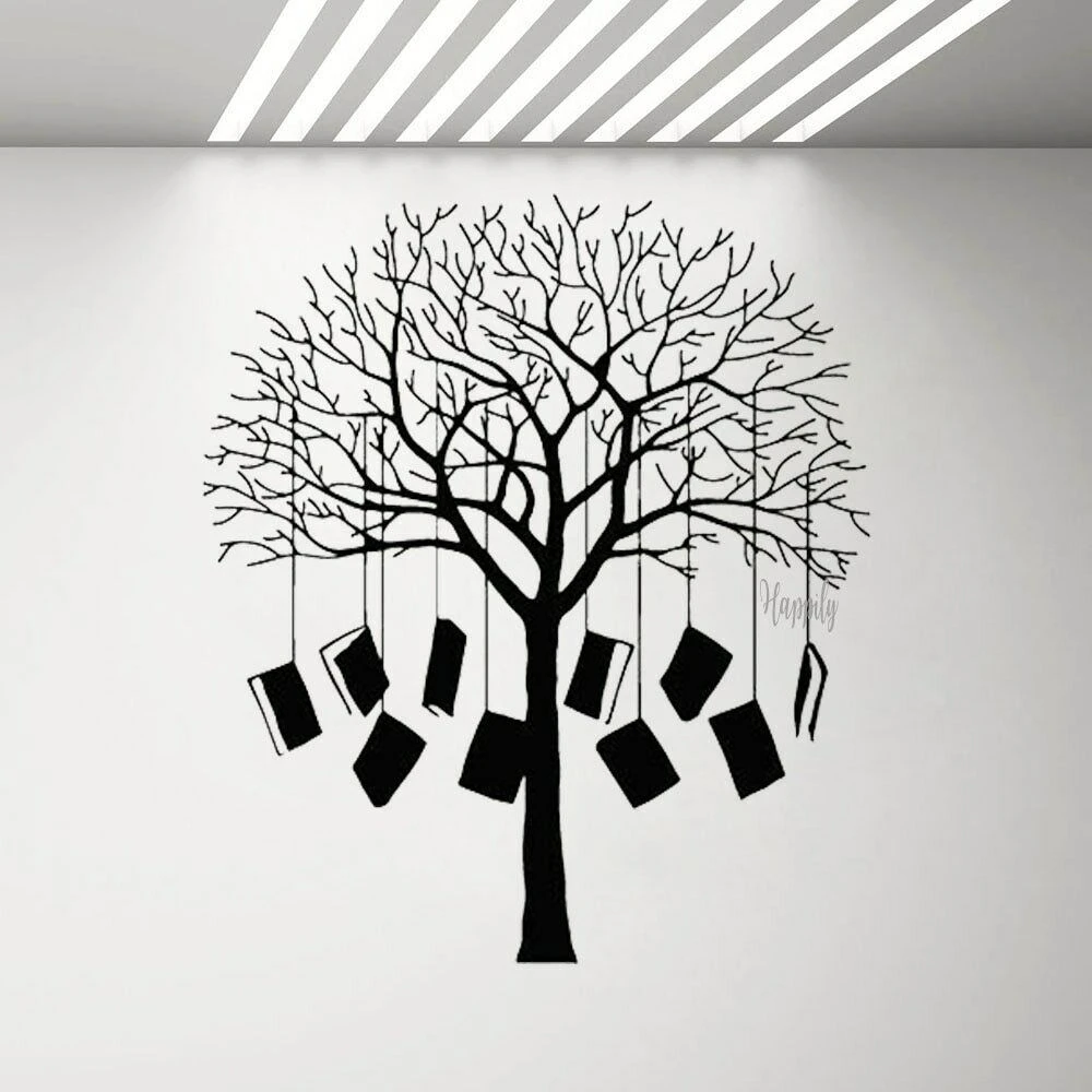 Vinyl Wall Decal Books Tree Wall Sticker Home Library Reading Corner ...