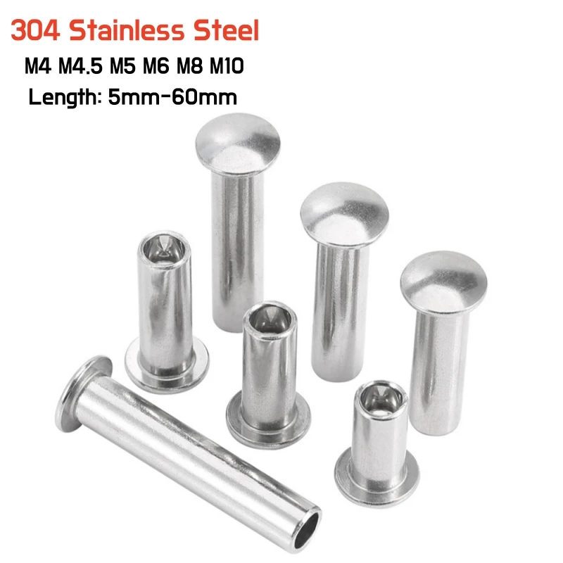 2-30Pcs-M4-M4-5-M5M6M8M10-A2-304-Stainless-Steel-Oval-Head-Semi-Tubular ...