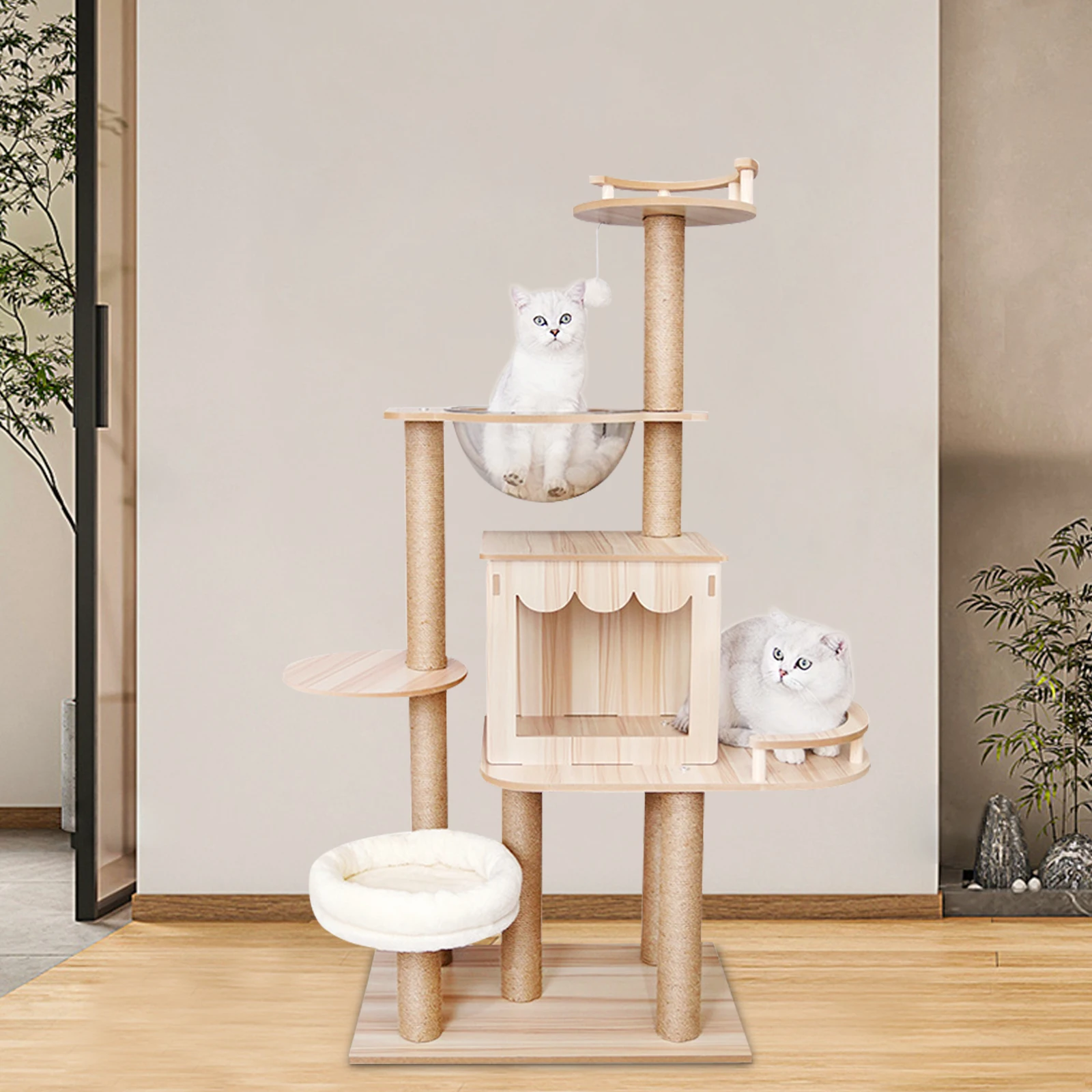 Wood Cat Tree Tower – Pet Planets Store