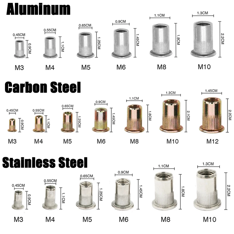 10pcs M3 M4 M5 M6 M8 M10 M12 Stainless Steel Carbon Steel Aluminum Flat ...