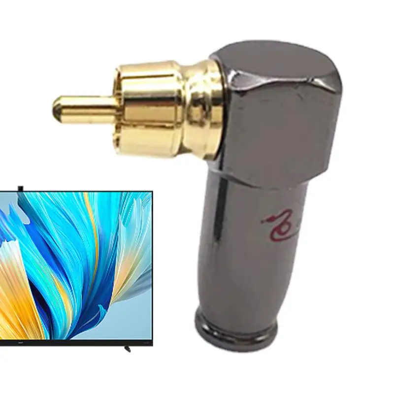 2pcs-universal-90-Degree-RCA-L-shaped-Gun-Black-Gold-Plated-Right-Angle ...
