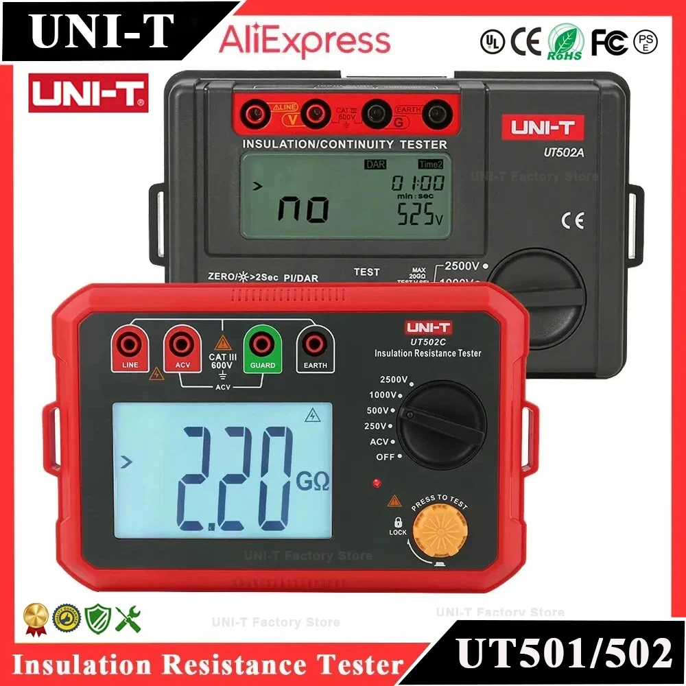 UNI-T-UT501A-UT501C-UT502A-UT502C-Insulation-Resistance-Tester ...
