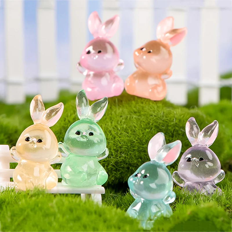 New-Luminous-Bunny-Micro-Landscape-Lovely-Rabbit-Glow-In-Dark-Resin ...