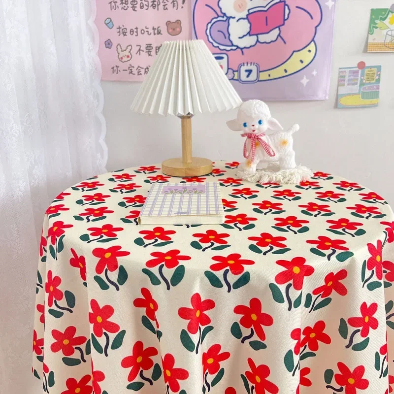 Korean-Style-Round-Lattice-Flower-Tablecloth-Floral-Table-Cloth-for ...