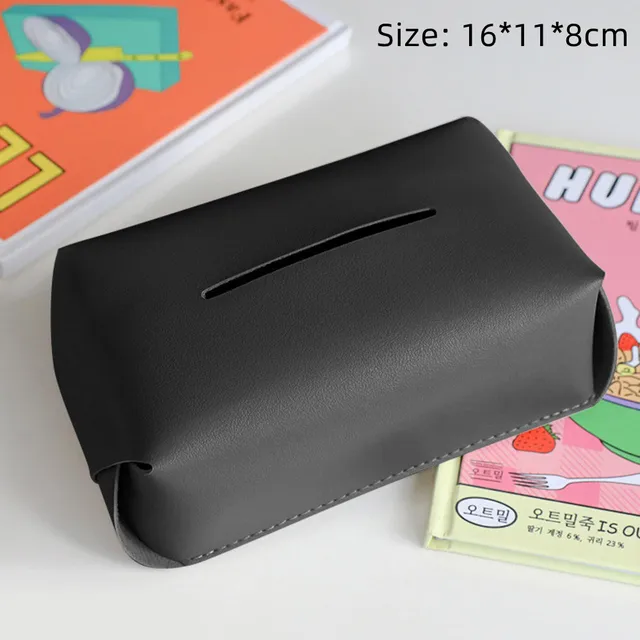 PU Leather Square Tissue Box Cover Napkin Holder Foldable Handkerchief ...