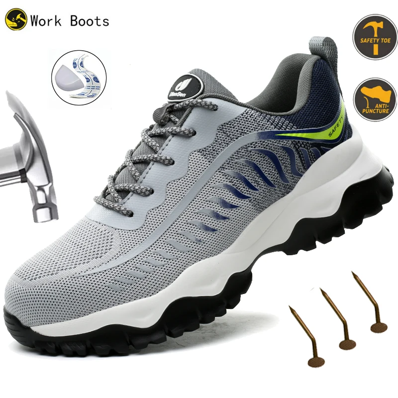 Steel Toe Lightweight Breathable Safety Shoes Men Anti-Puncture Anti ...