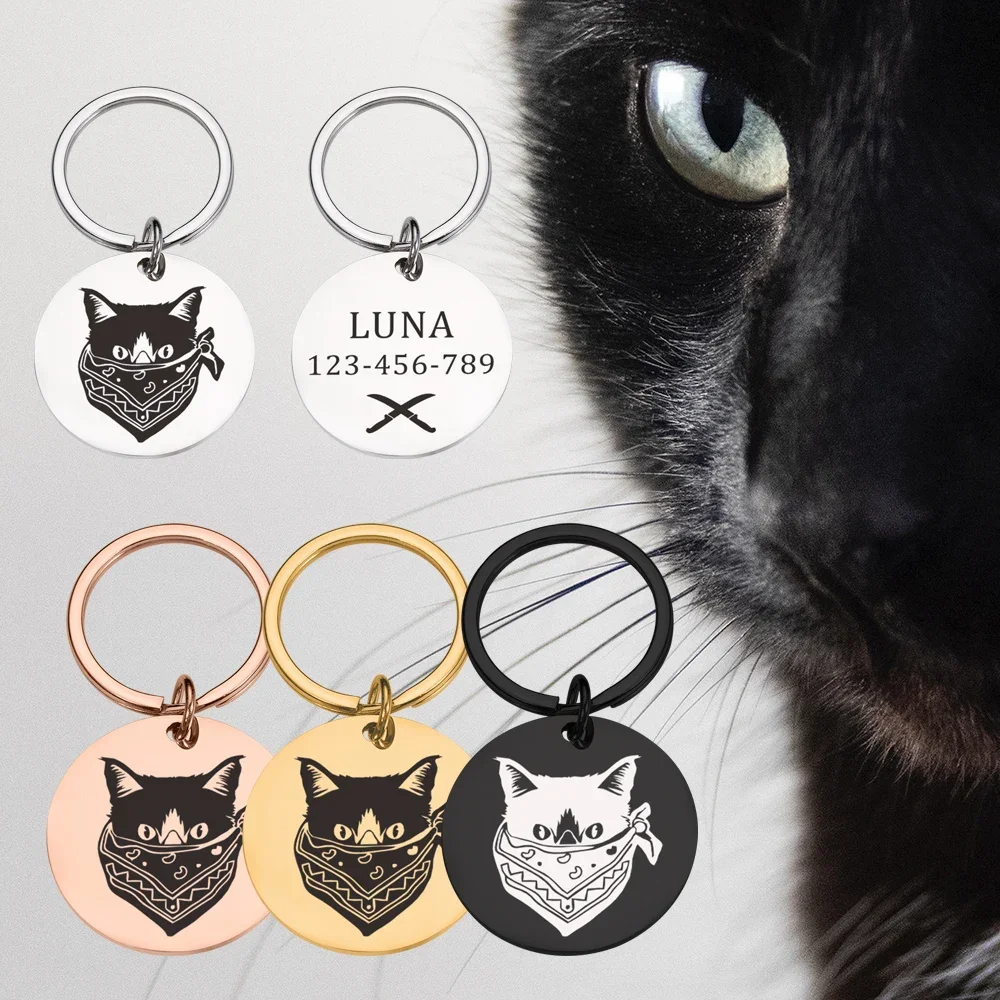 Custom Pet Cats ID Tag Personalized Anti-lost Pet Name Shiny Tags ...