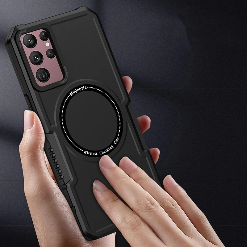 Magsafe magnético Caso de Carregamento Sem Fio para Galaxy S21 S22 S23 Ultra Plus S20 S21 FE 5G ...