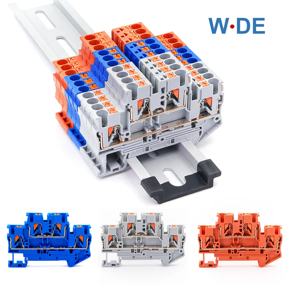 10Pcs-Din-Rail-Terminal-Block-PTTB-2-5-Electrical-Connector-Double ...