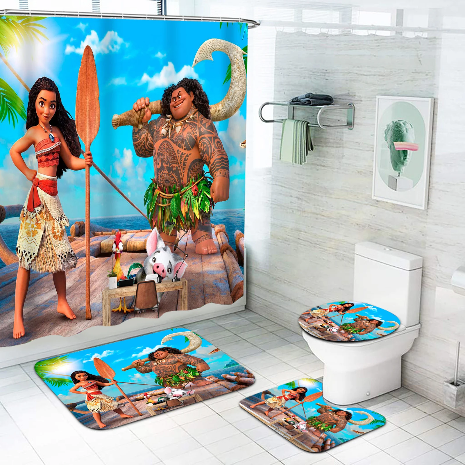 Disney-Moana-Shower-Curtain-Bathroom-Accessories-4-Piece-Set-Mats-And ...