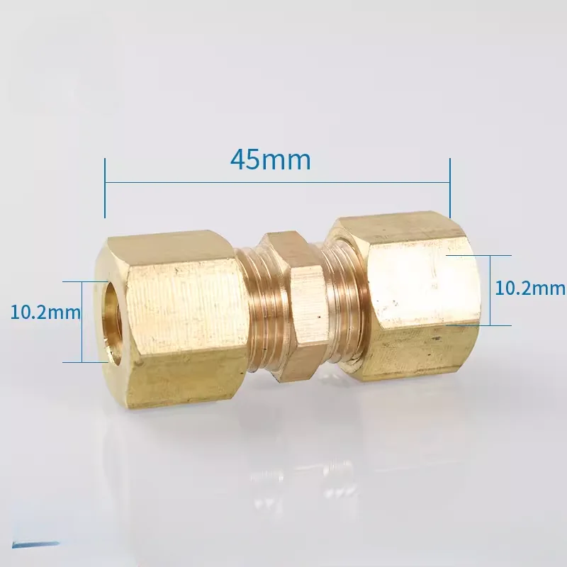 Fit-10mm-Tube-OD-Brass-Compression-Union-Fitting-With-Copper-Ferrule ...