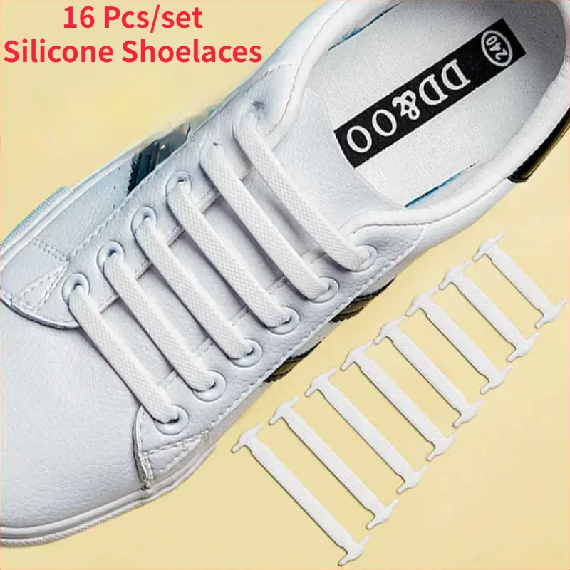 New-16Pcs-Elastic-Shoe-Laces-All-Sneakers-Silicone-Stretch-Shoelaces ...