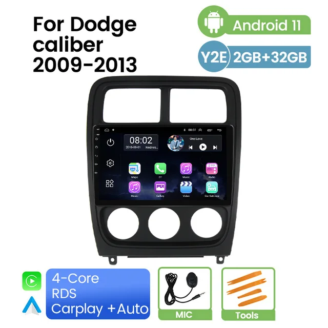 10'' QLED Screen Wireless Carplay For Dodge Caliber 2009 – 2011 Car ...
