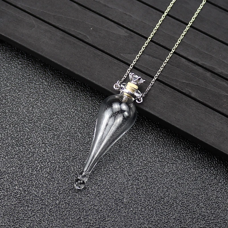 1PC Clear Glass Perfume Bottle Pendant Necklaces Liquid Luck Bottle ...