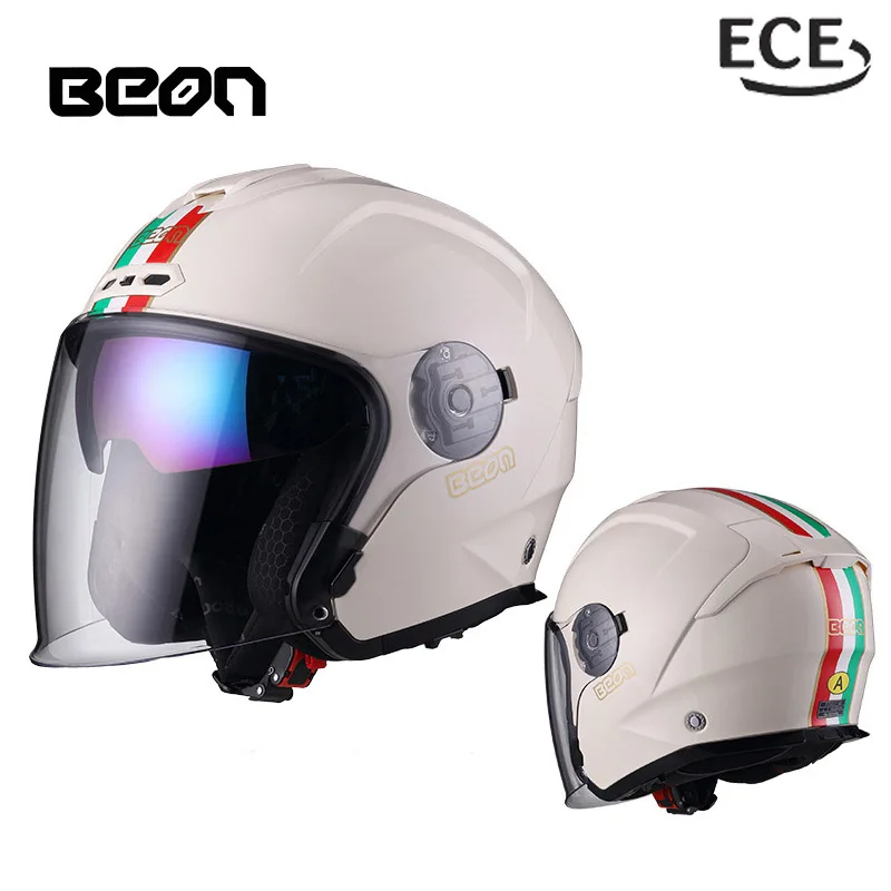 BEON-Motorcycle-Helmet-Dual-Lens-Half-Helmet-Open-face-Capacete-Casco ...