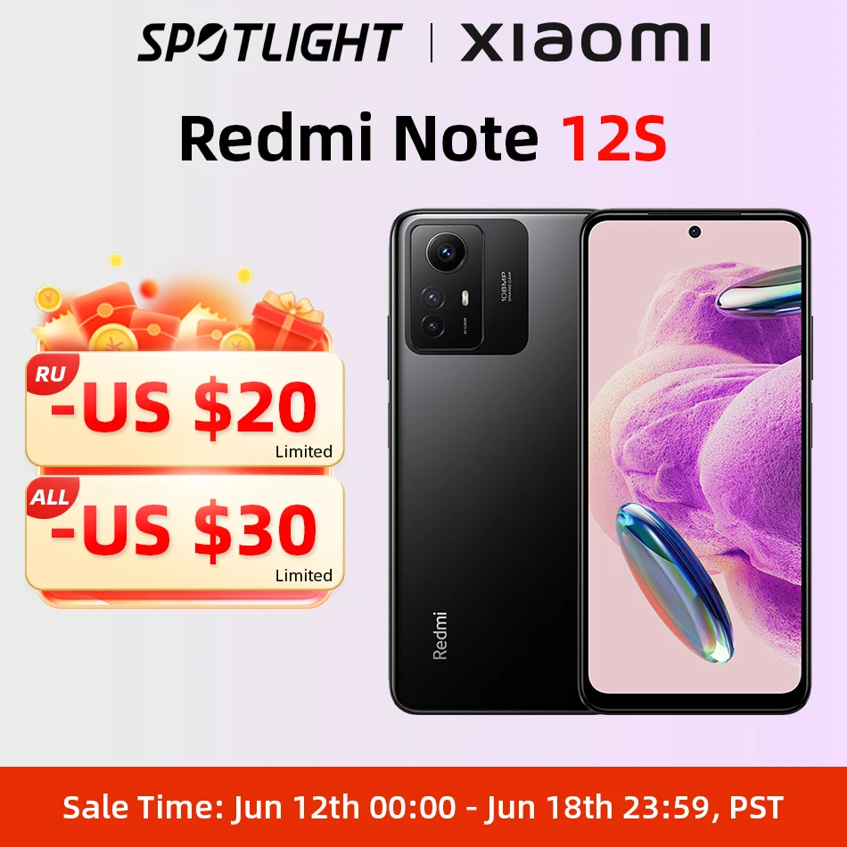 Global Version Xiaomi Redmi Note 12s Cellphone 8gb 256gb 108mp Camera 6 ...