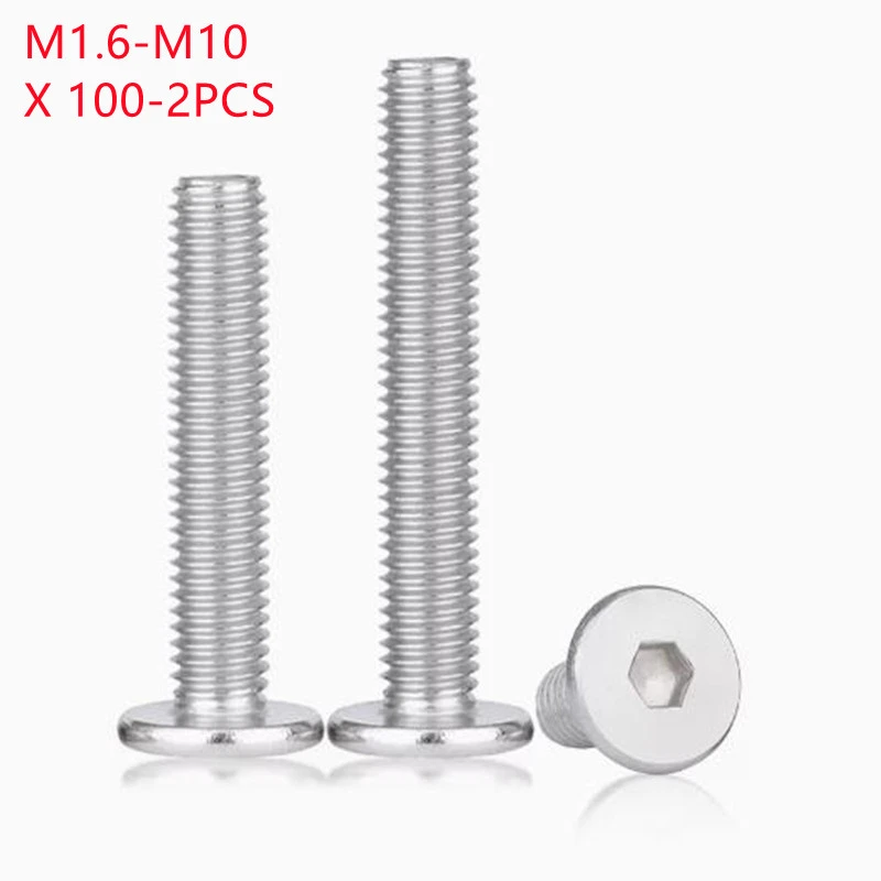10/50pcs Cm M1.6 M2 M2.5 M3 M4 M5 M6 M8 304 Stainless Steel Hex Socket Ultra Thin Super Low Flat ...