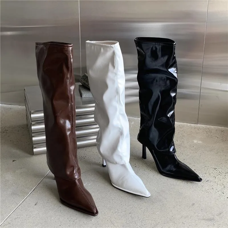 Botas-largas-de-tac-n-alto-para-mujer-botines-hasta-la-rodilla-con ...