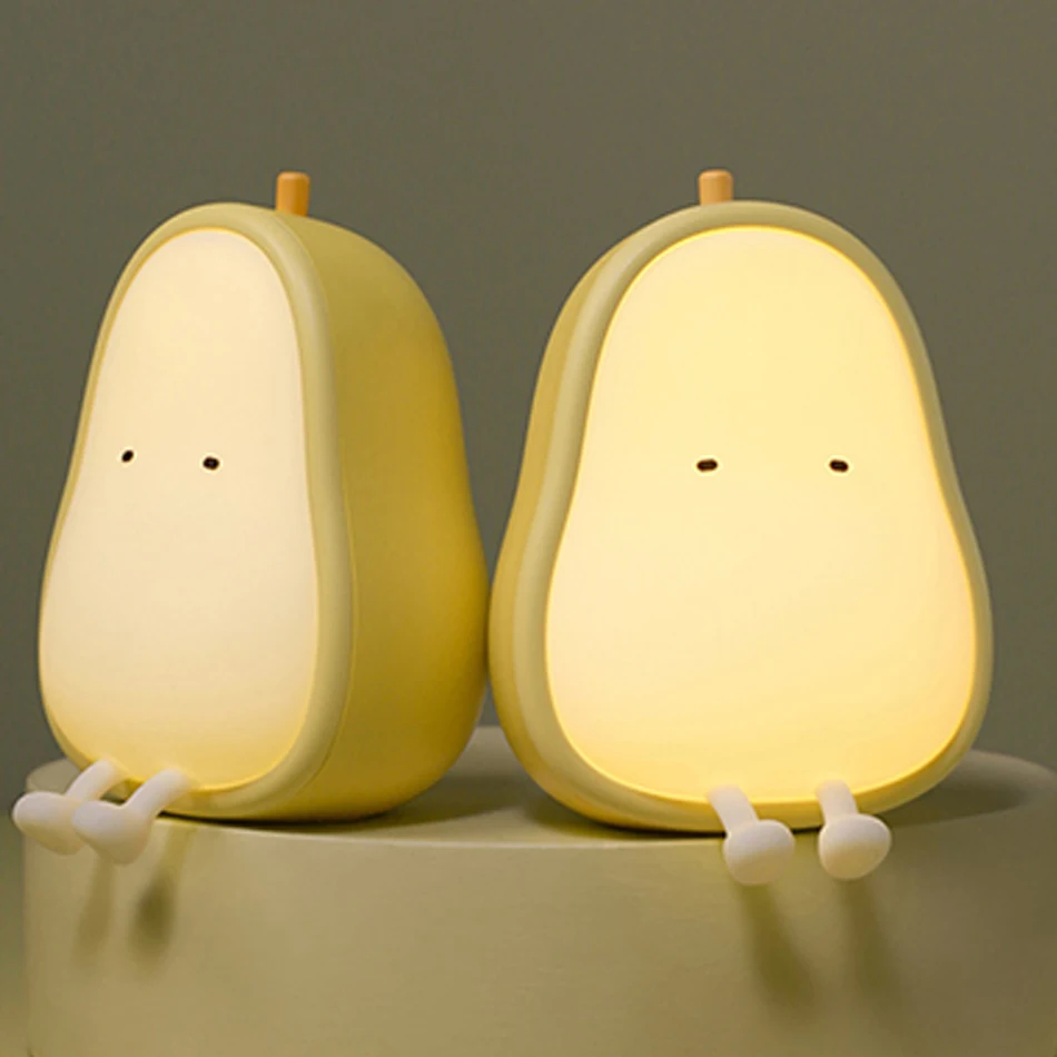LED-Pear-shaped-Fruit-Night-Light-USB-Rechargeable-Dimming-Table-Lamp ...
