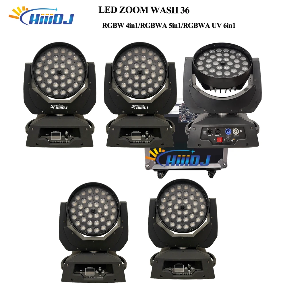 Flightcase1-10Pcs-Led-Zoom-Wash-36x18w-Rgbwauv-Moving-6-in1-Wash-Zoom ...