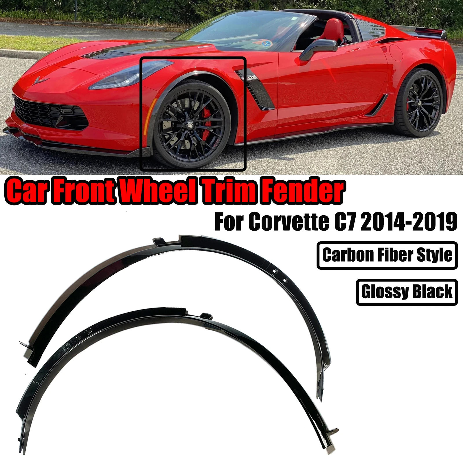 A Pair Car Front Wheel Trim Fender For Corvette C7 2014-2019 Carbon ...
