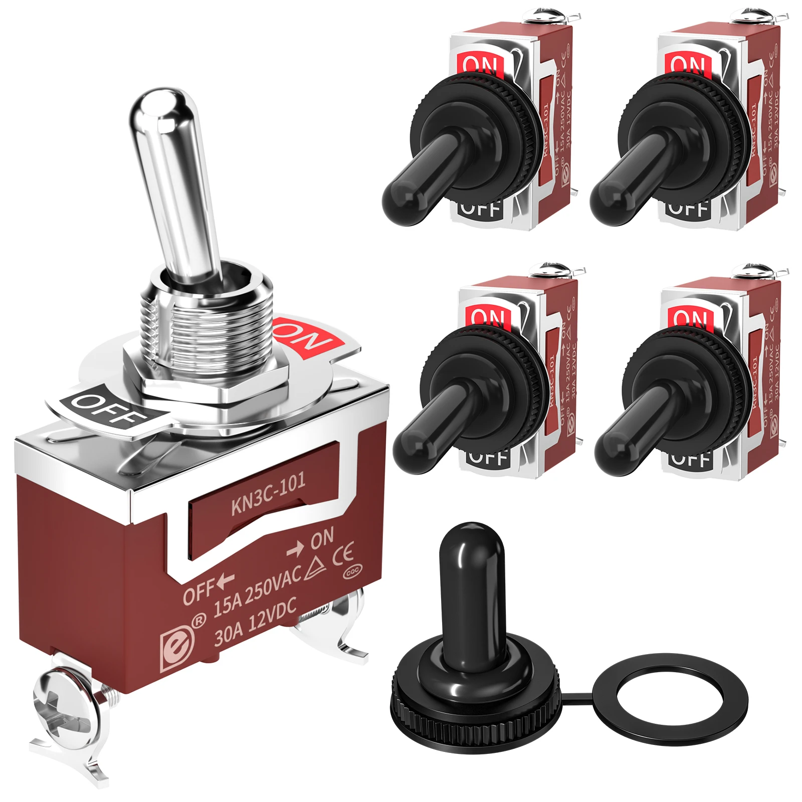5PCS-ON-OFF-Toggle-Switch-2-Position-SPST-Waterproof-Toggle-Switch-250V ...
