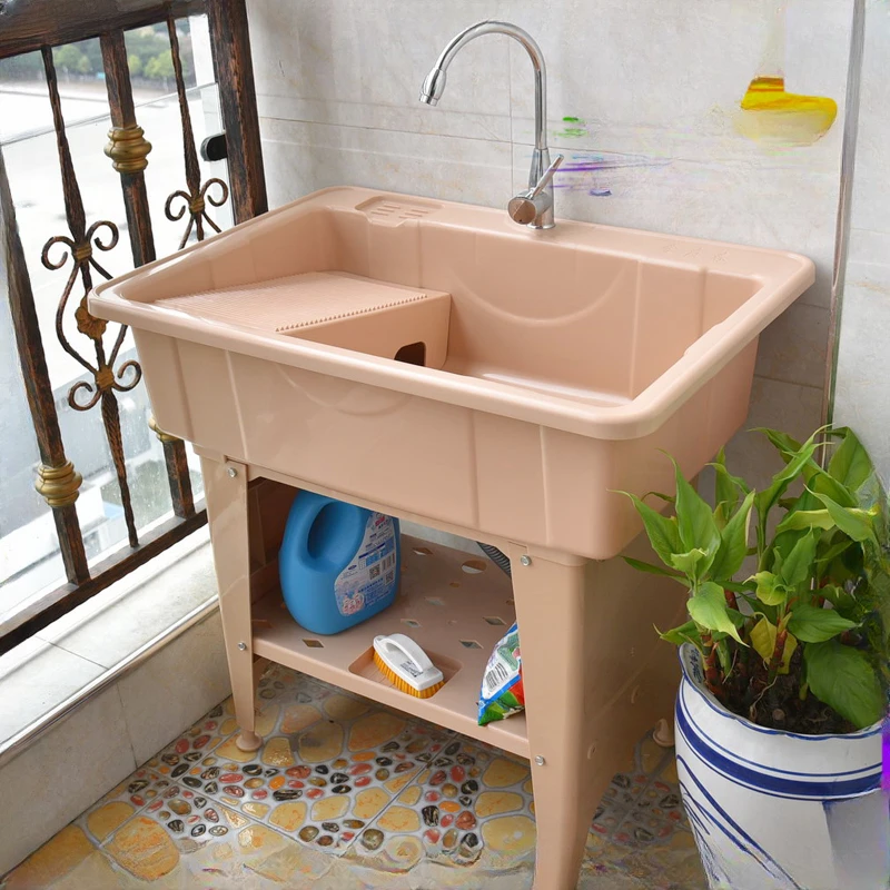 Balcony-laundry-sink-with-washboard-household-laundry-table-wash-basin ...