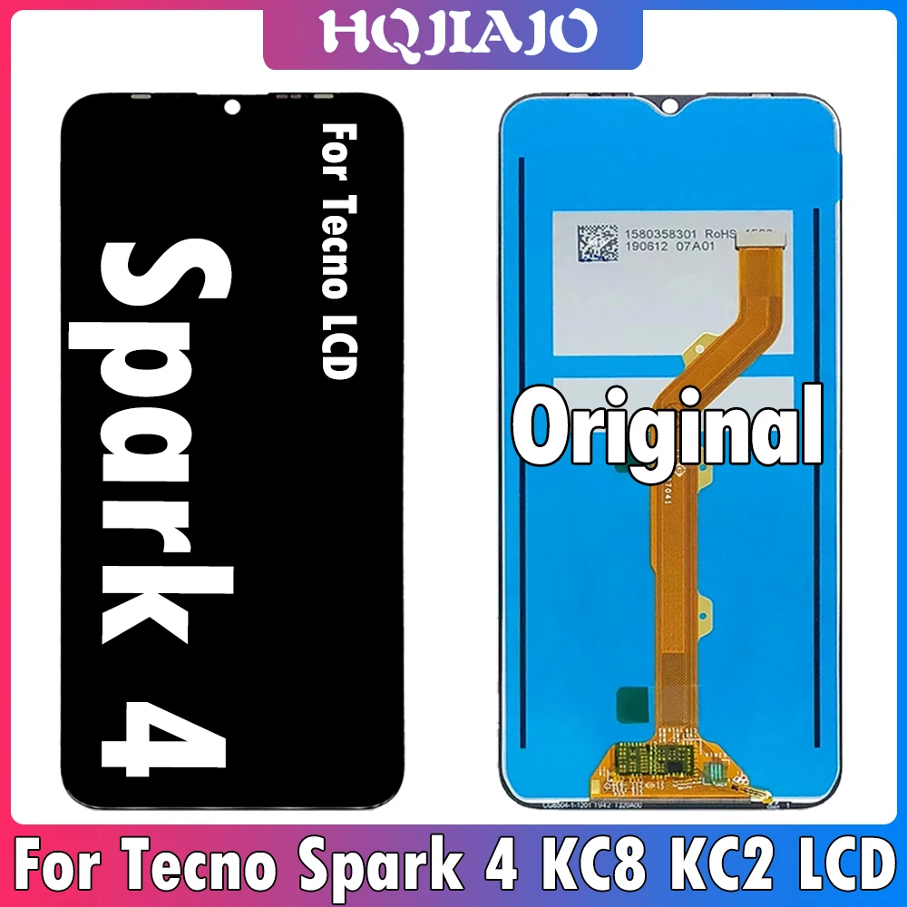 6.52inch Original For Tecno Spark 4 KC8 KC2 LCD Display Touch Screen Digitizer Assembly For ...
