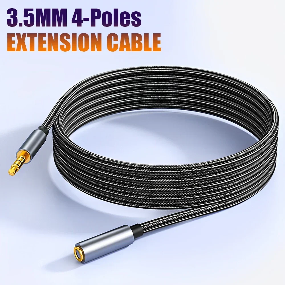 3-5MM-AUX-TRRS-4-Poles-Earphone-Extension-Cable-Male-To-Female-Stereo ...