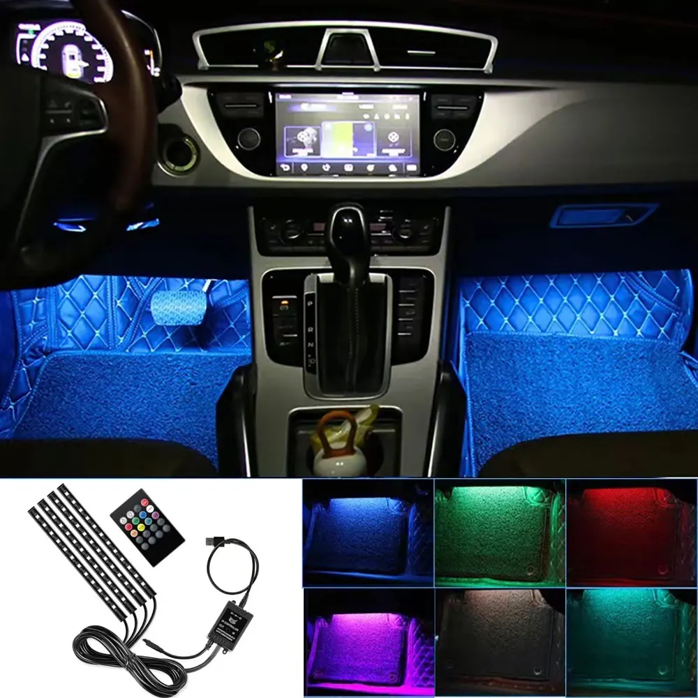 Neon-36-48-72-LED-Car-Interior-Ambient-Foot-Light-with-USB-Wireless ...