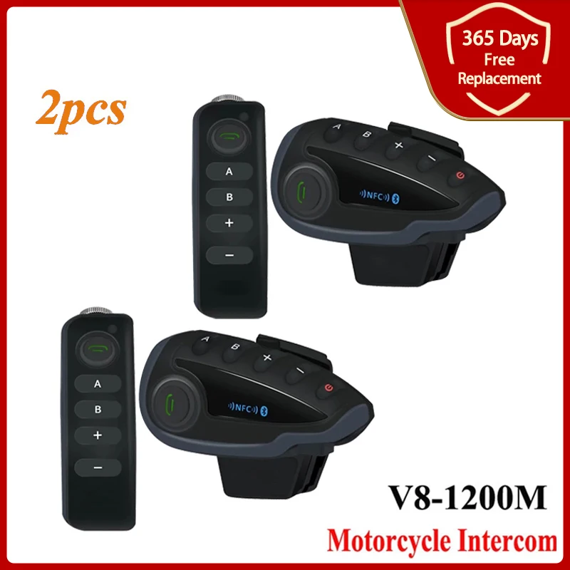 2pcs-V8-Motorcycle-Helmet-Intercom-NFC-Remote-Control-Bluetooth ...