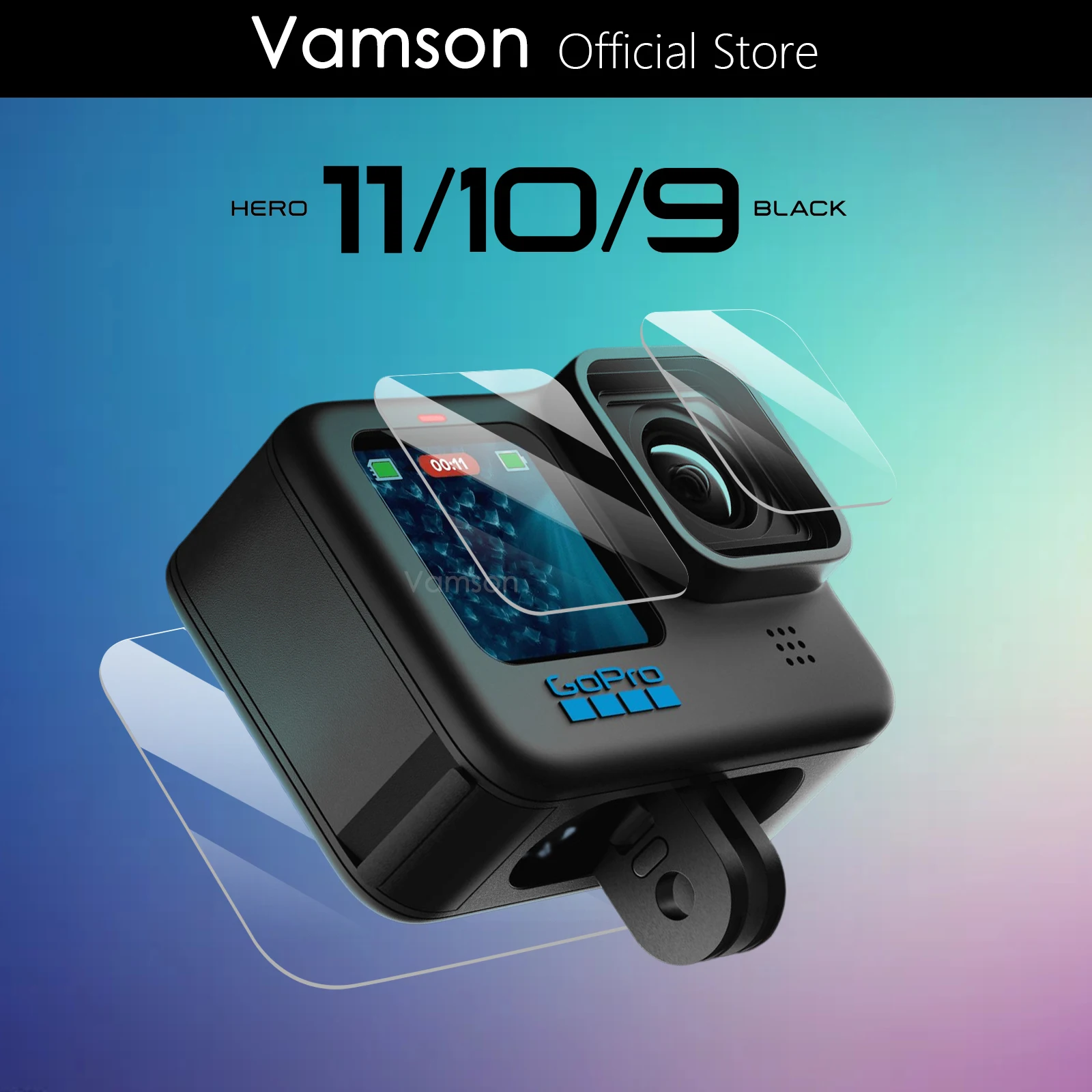 Vamson-for-Gopro-Hero-12-11-10-9-Black-Tempered-Glass-Screen-Protector ...