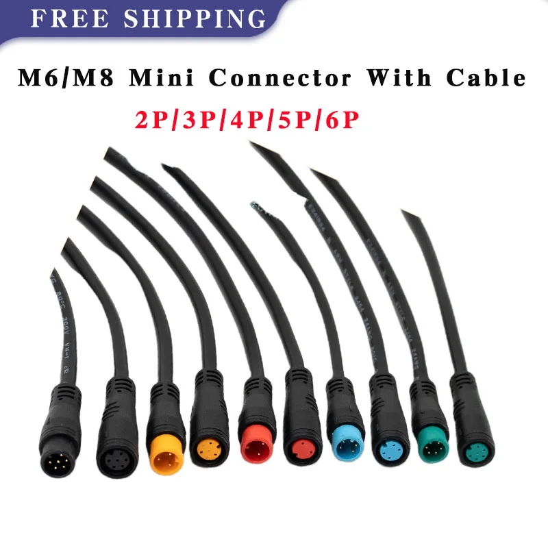 5/10/100Sets M6/M8-2/3/4/5/6P Mini LED Electric Bicycle Signal Power ...