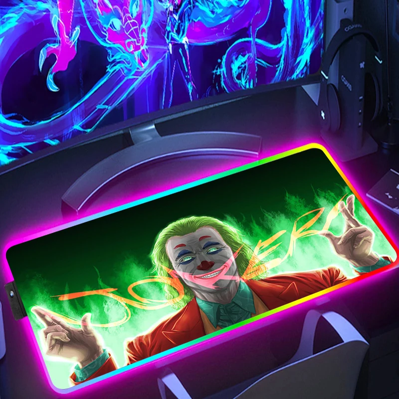 Joker Large Mouse Pad With Rgb Backlight Backlit Mat Pc Gamer ...