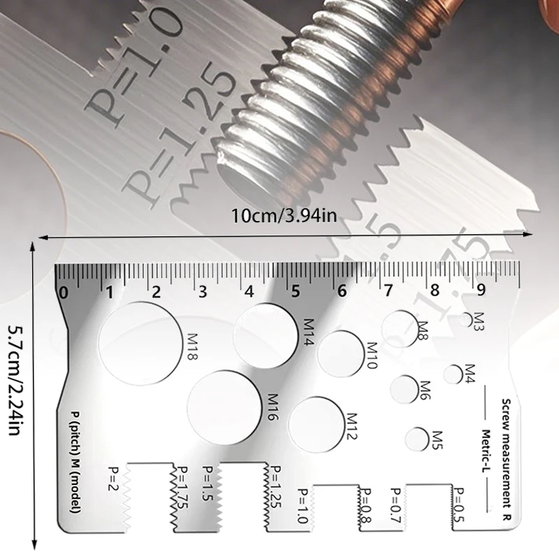 Thread Checker Screw Measurement Ruler 304Stainless Steel Caliper ...