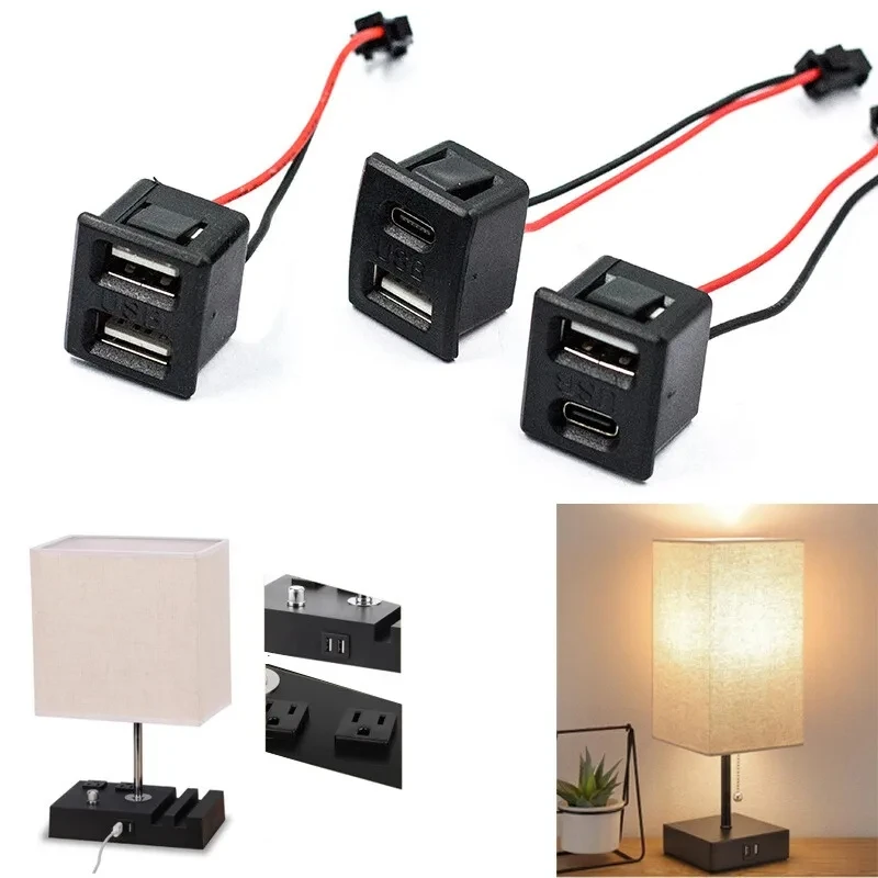 1Pcs-Black-Double-Layer-Usb-Female-Base-Type-C-Socket-and-Female-Usb ...