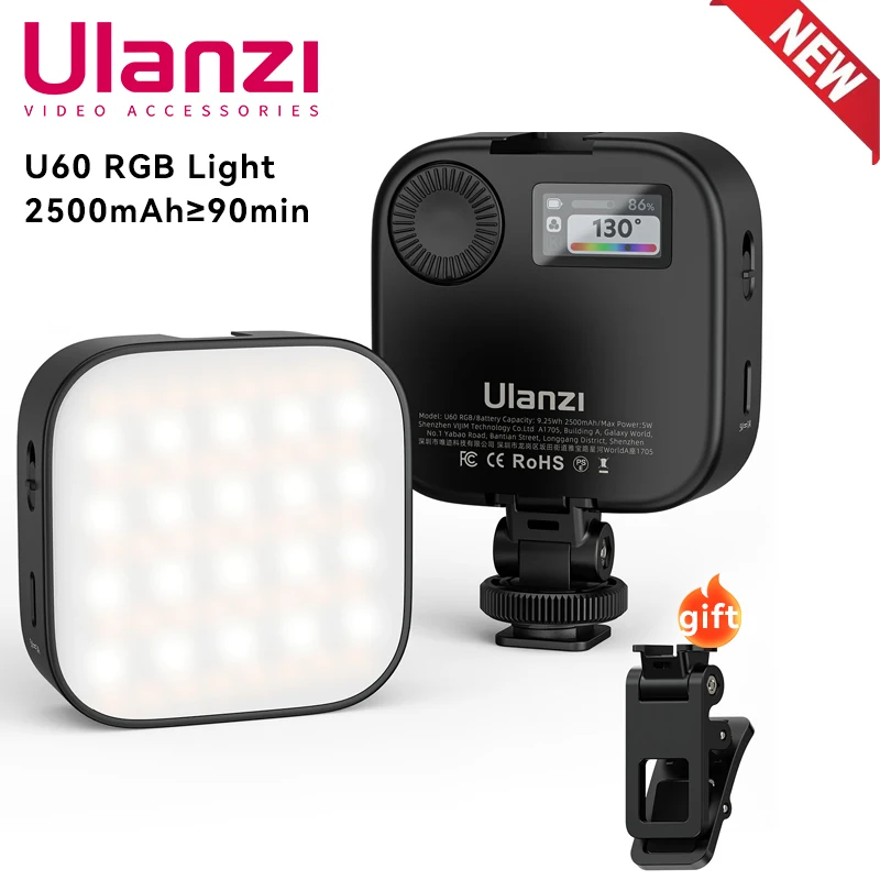 Ulanzi-U60-Mini-Pocket-LED-Video-Lamp-with-Screen-Rechargeable-9000K ...
