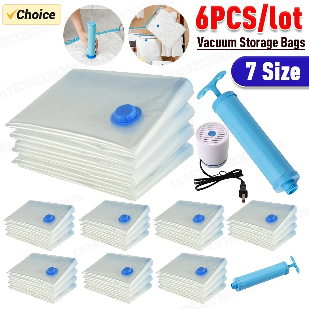 6PCS-Set-Vacuum-Storage-Bags-with-Pump-Transparent-Folding-Compressed ...