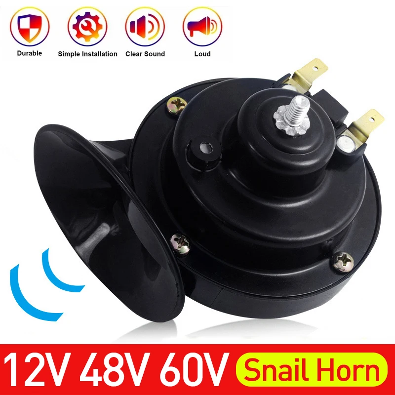 12V-48V-60V-Super-Loud-Motorcycle-Waterproof-Snail-Horn-Sound ...