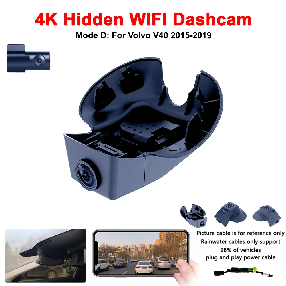 For-Volvo-V40-2015-2019-Front-and-Rear-4K-plug-and-play-Dash-Cam-for ...
